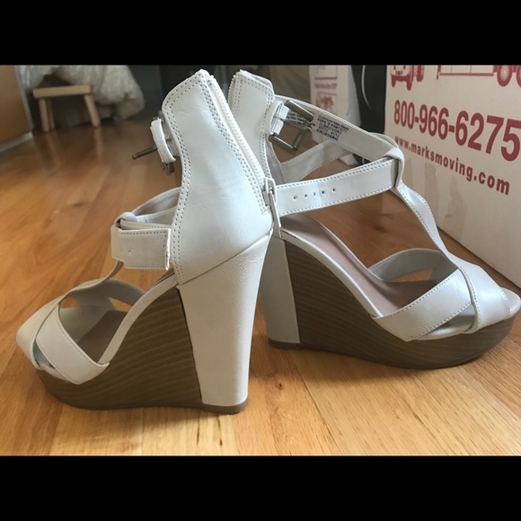 Shoes | Platform Wedge Sandals Zip Back Offwhitewood | Poshmark